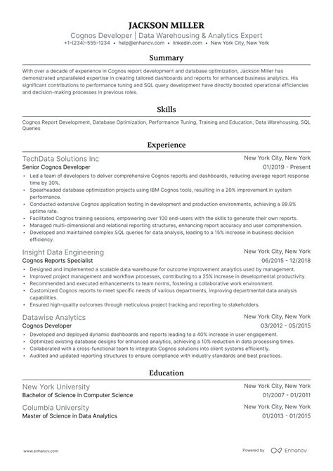 10 Cognos Developer Resume Examples Guide For 2025