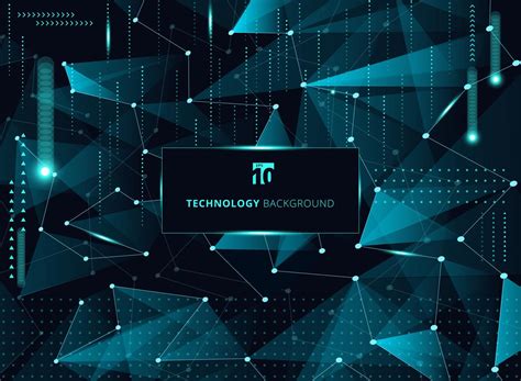 Abstract Technology Blue Triangles And Low Polygon With Lines