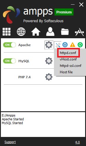 How To Change Apache Configuration AMPPS