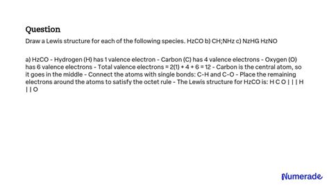 Solved Draw A Lewis Structure For Each Of The Following Species H2co