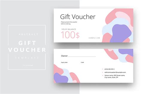 추상 선물 바우처 카드 템플릿입니다 기하학적 모양 패턴현대 할인 쿠폰 또는 인증서 레이아웃 정보 샘플 텍스트와 벡터 패션 밝은 배경 디자인 기하 도형에 대한 스톡 벡터 아트