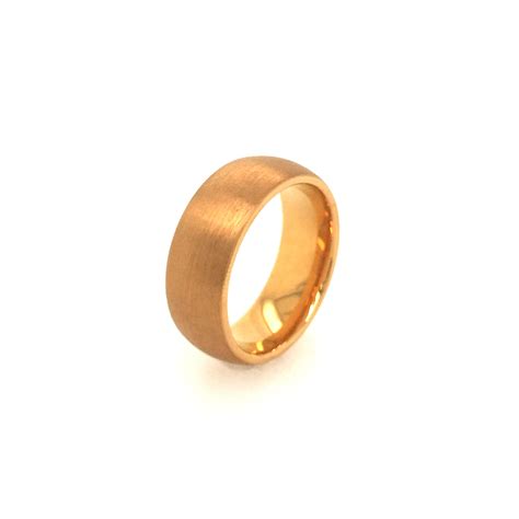 14k Brushed Yellow Gold Unisex Wedding Band Dome Style Polished