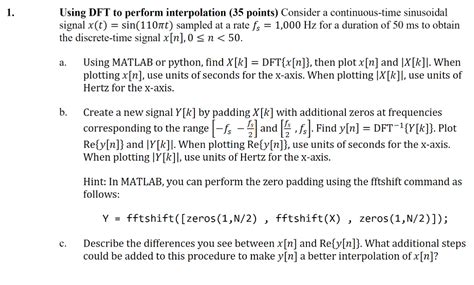 Solved Using DFT To Perform Interpolation Points Chegg