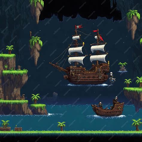Premium Ai Image Pixelated Pirate Ship Adventure A Cinematic 8bit Game