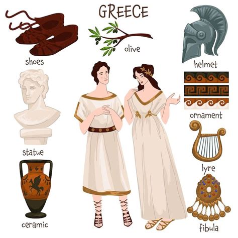 Premium Vector People Wearing Traditional Ancient Greek Clothes And Robes Man And Woman From