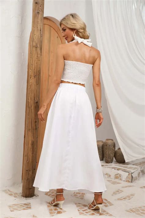 Solid Simple Skirts Elegant High Waist Flared Maxi Skirts Temu Norway