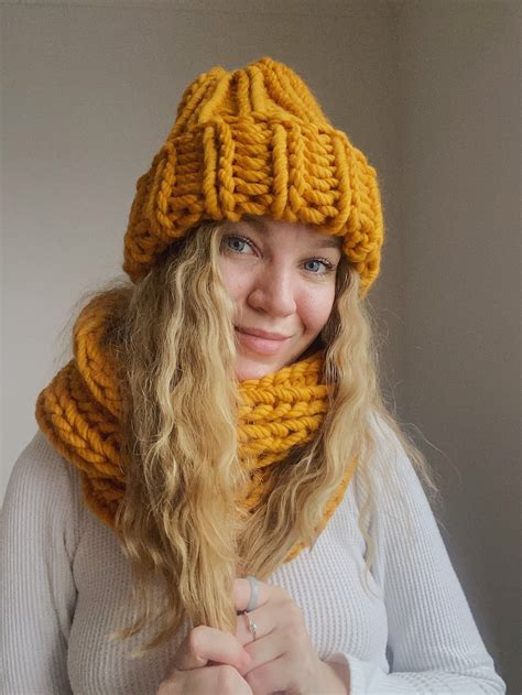 Super Chunky Hat Scarf Set Infinity Scarf Bulky Hat Winter Warm Knit