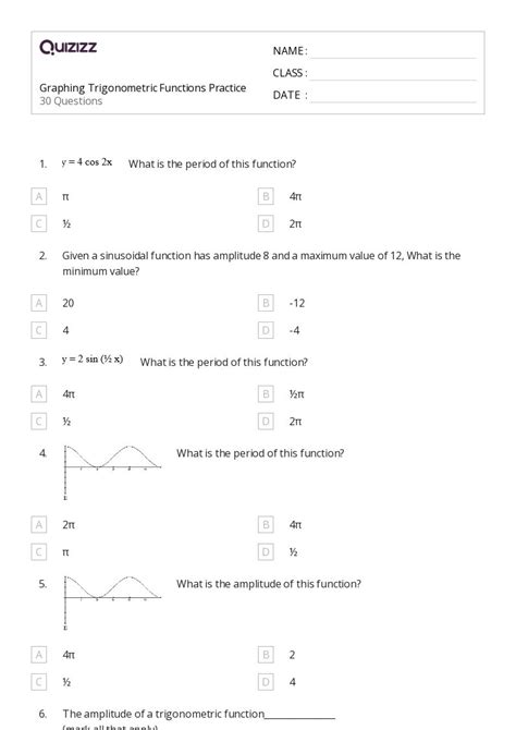 50 Trigonometric Functions Worksheets On Quizizz Free And Printable