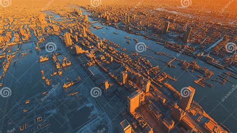 Aerial Gis Visualization Of An Urban Riverfront Featuring Lidar Data Of Elevation Docks And