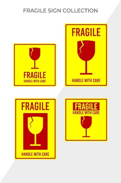 Premium Vector A Group Of Signs With The Word Fragile On Them