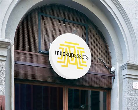 Round Logo Signage Mockup Mockup Assets