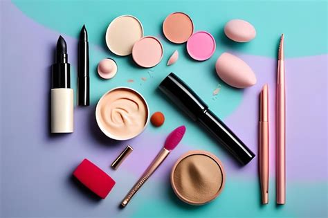 Premium AI Image Blank Space For Text With Cosmetics Surrounding Color Background