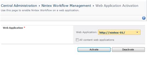 Web Application Activation Settings
