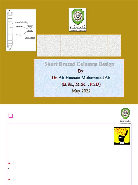 Lecture [7] Short Braced Columns Design Pdf Bending Beam Structure