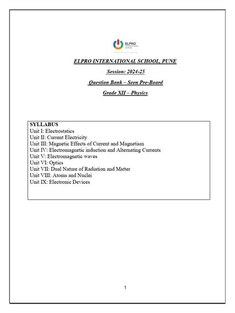 Qb Xii Physics 2024 25 Pdf Electrical Resistivity And Conductivity