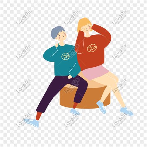 손으로 그린 만화 벡터 평면 발렌타인 커플 Png 일러스트 무료 다운로드 Lovepik