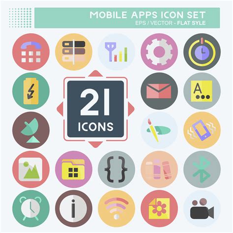 Mobile Apps Icon Set Suitable For Web Interface Symbol Flat Style Simple Design Editable