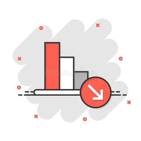 Market Trend Icon In Flat Style Decline Arrow With Magnifier Vector