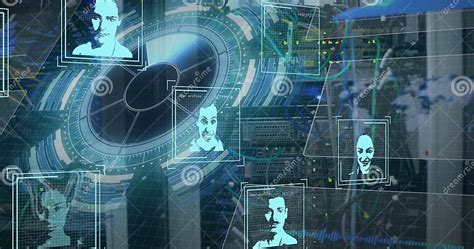 Image Of Digital Interface With Scan Scoping Over Black Background Stock Illustration