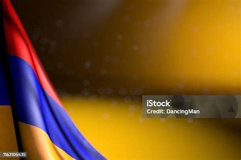 아르메니아 국기의 아름다운 그림은 부드러운 초점과 텍스트에 대한 빈 장소노란색에 대각선을 중단 어떤 휴일 플래그 3d 그림 3차원 형태에 대한 스톡 사진 및 기타 이미지