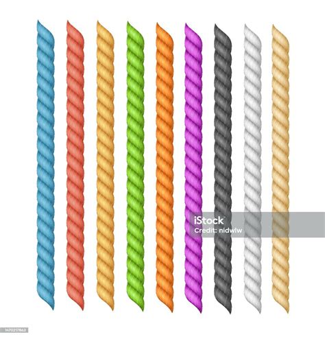 현실적인 상세한 3d 다른 컬러 로프 세트 벡터 3차원 형태에 대한 스톡 벡터 아트 및 기타 이미지 3차원 형태 개념 개체 그룹 Istock