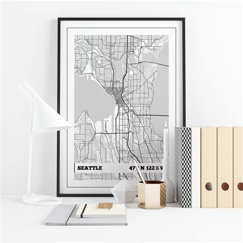 Seattle Coordinates Map Print