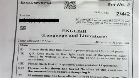 Cbse Class 10th English Question Paper 2025 With Answer Key For All Sets Download Pdf