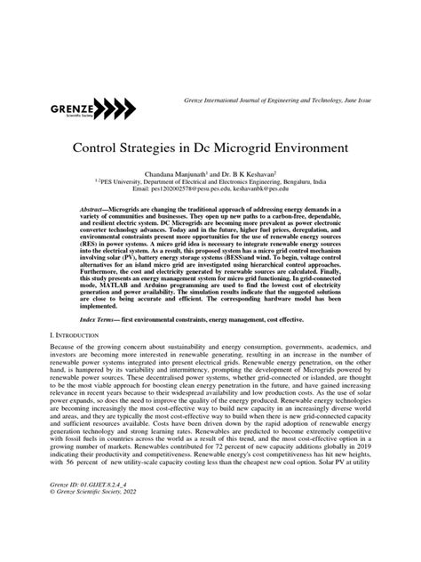 Control Strategies In Dc Microgrid Envir Pdf Renewable Energy