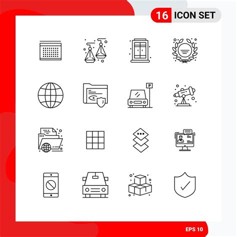 Pictogram Set Of 16 Simple Outlines Of Gdpr Globe Living Earth Star Editable Vector Design