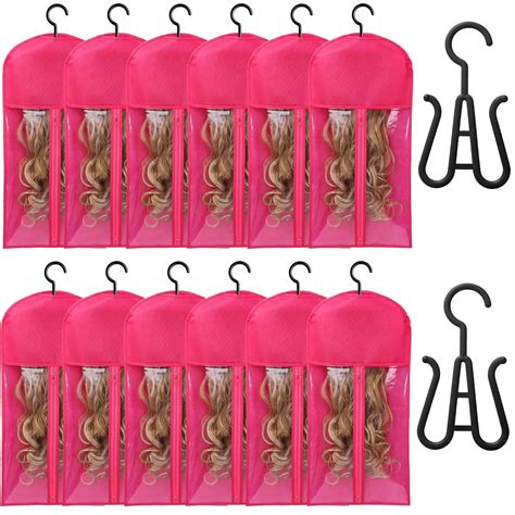Kneysan 12 Pcs Dustproof Wig Storage Bags With Hanger