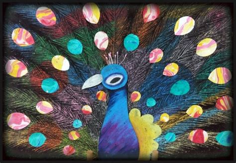 스크레치기법 공작새 아동미술 기초과정 수강생 작품 입니다 네이버 블로그