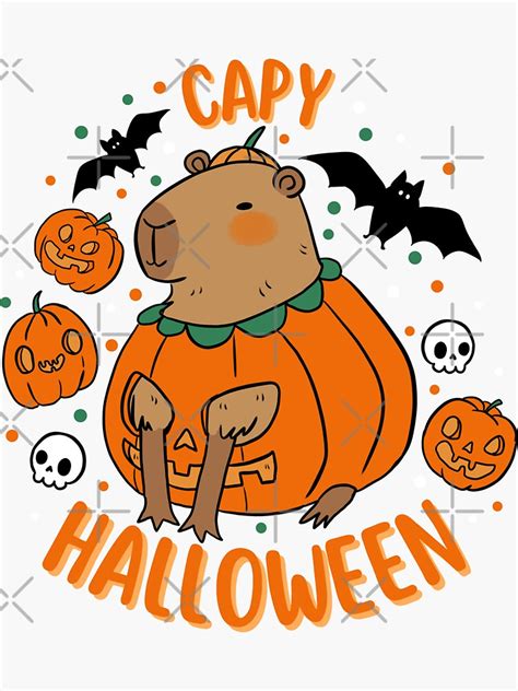 Happy Halloween A Cute Capybara Waring A Pumpkin Costume For Halloween
