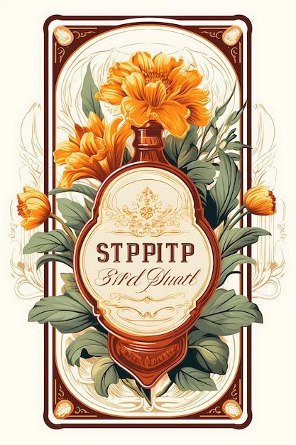 Etiqueta De Jarabe Botella Vintage De Jarabe Colores ámbar Y Marrón E Etiqueta 2d Diseño Vintage