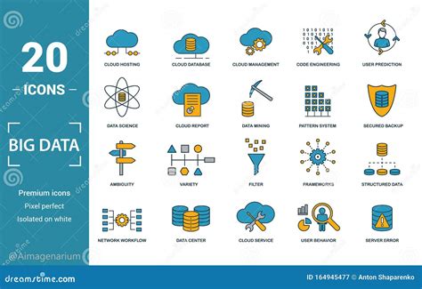 Big Data Icon Set Include Creative Elements Cloud Hosting Cloud