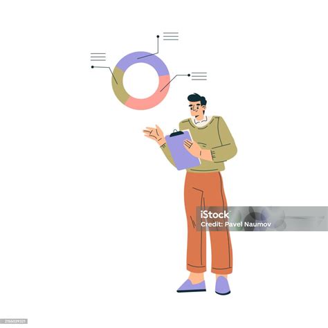 사업 개념 와 남자 특성 에 파이 차트 분석하다 데이터 벡터 일러스트 개념에 대한 스톡 벡터 아트 및 기타 이미지 개념