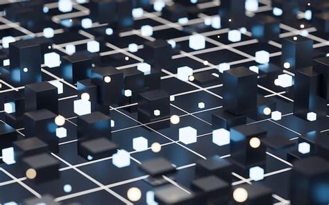 Premium Photo Abstract Glowing Cubes And Lines Circuits And Materials 3d Rendering