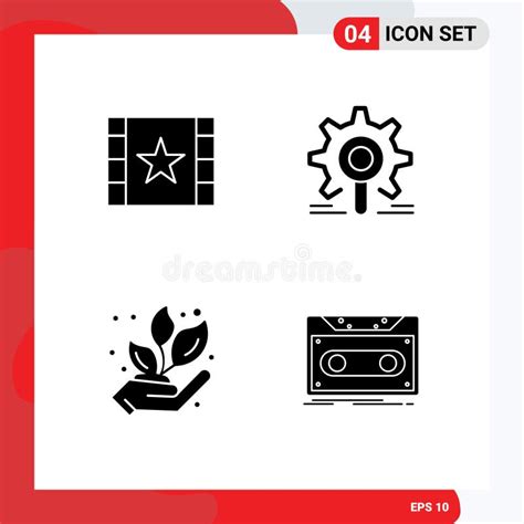 4 Thematic Vector Solid Glyphs And Editable Symbols Of Multimedia Agriculture Star Search