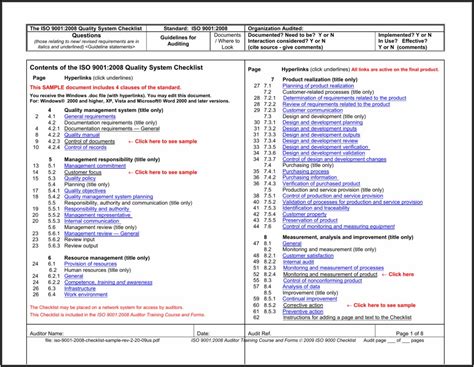 Iso 9001 Internal Audit Checklist Sample Template 1 Resume Examples WjYD1odkVK