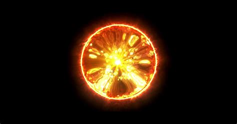 Orange Burning Magic Sphere Of Fire Energy Particle Fireball Circular