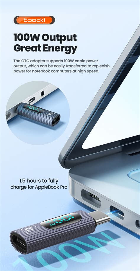 Toocki Pd W Type C Male Totype C Female Otg Digital Display Adapter For Los Charging Cable