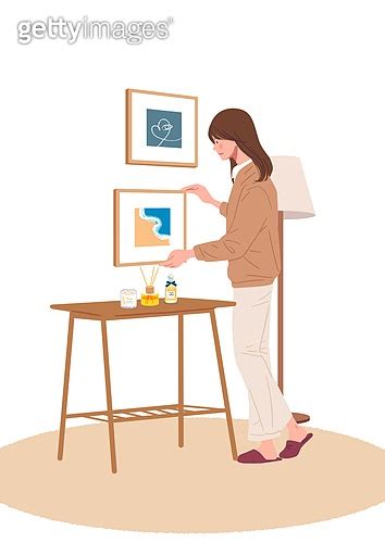 휘게 컨셉 행복 라이프스타일 취미 예술품 액자 예술도구 수집품 배열 인테리어 Jv12526436