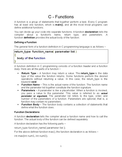 Unit 5 Functions Strings Function C Functions A Function Is A