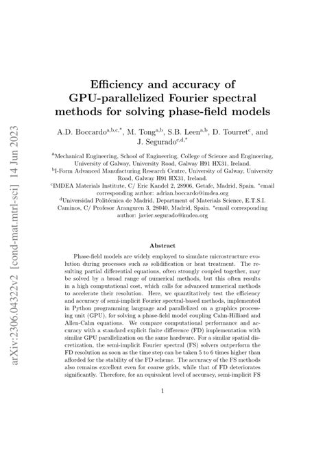PDF Efficiency And Accuracy Of GPU Parallelized Fourier Spectral Methods For Solving Phase