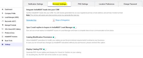 What Is CRM Key Under Settings Indiamart