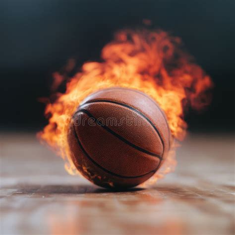 Flaming Basketball On Court Stock Illustration Illustration Of Energy Burning 330206542
