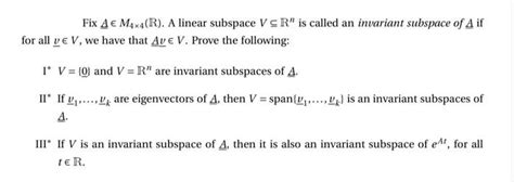 solved fix a∈m4×4 r a linear subspace v⊆rn is called an