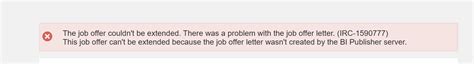 Job Offer Extension Error — Cloud Customer Connect