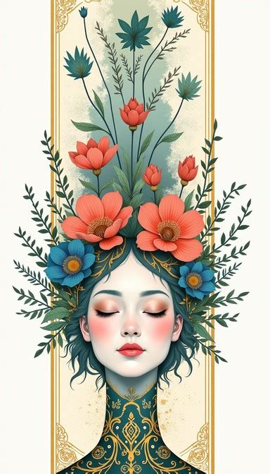 Free Botanical Face Portrait Image Watercolor Botanical Portrait