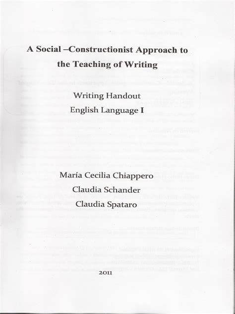 A Social Constructionist Approach To The Teaching Of Writing Pdf