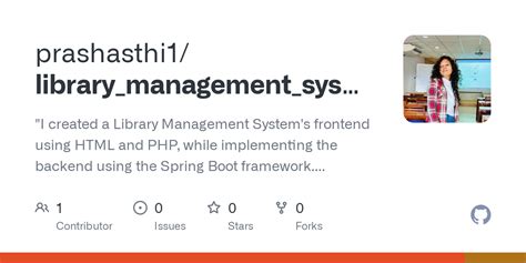 GitHub Prashasthi Library Management System I Created A Library Management System S